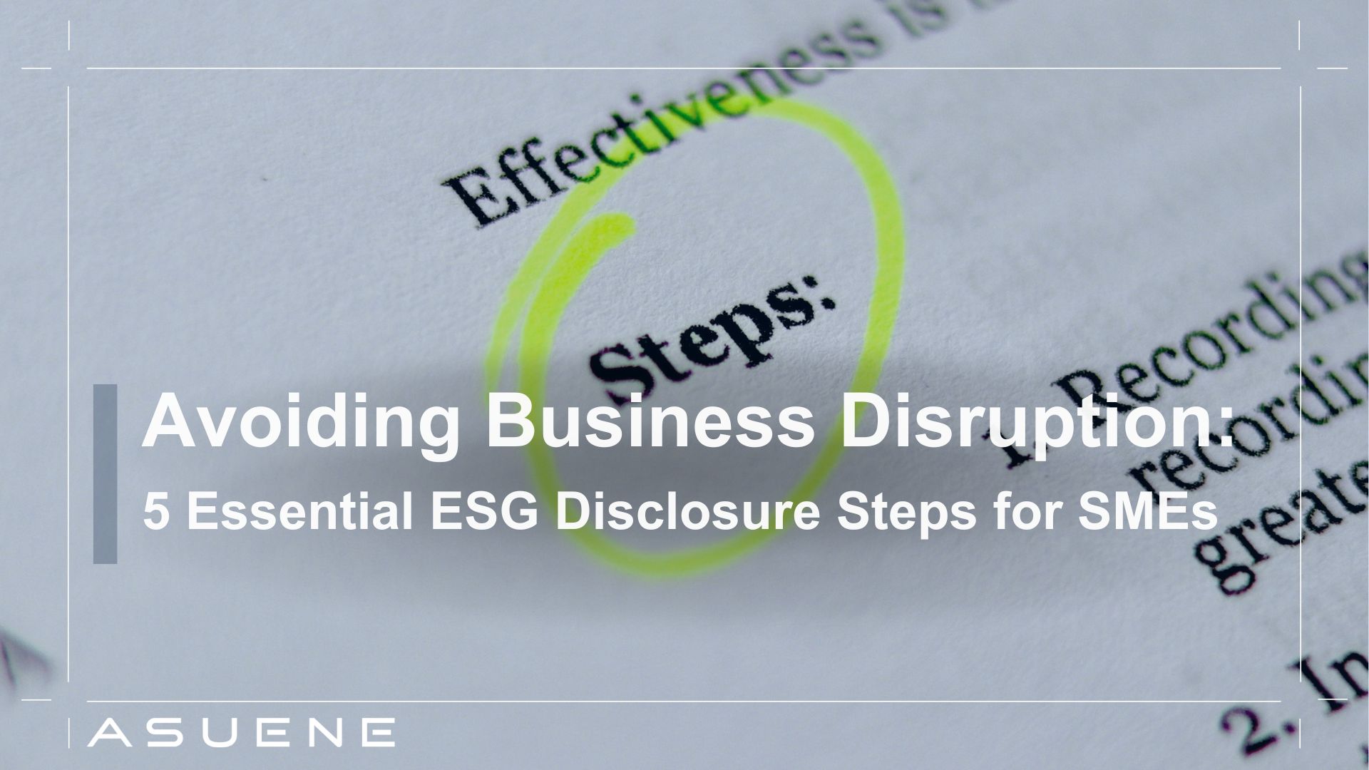 Avoiding Business Disruption: 5 Essential ESG Disclosure Steps for SMEs | Blog | ASUENE | The ...